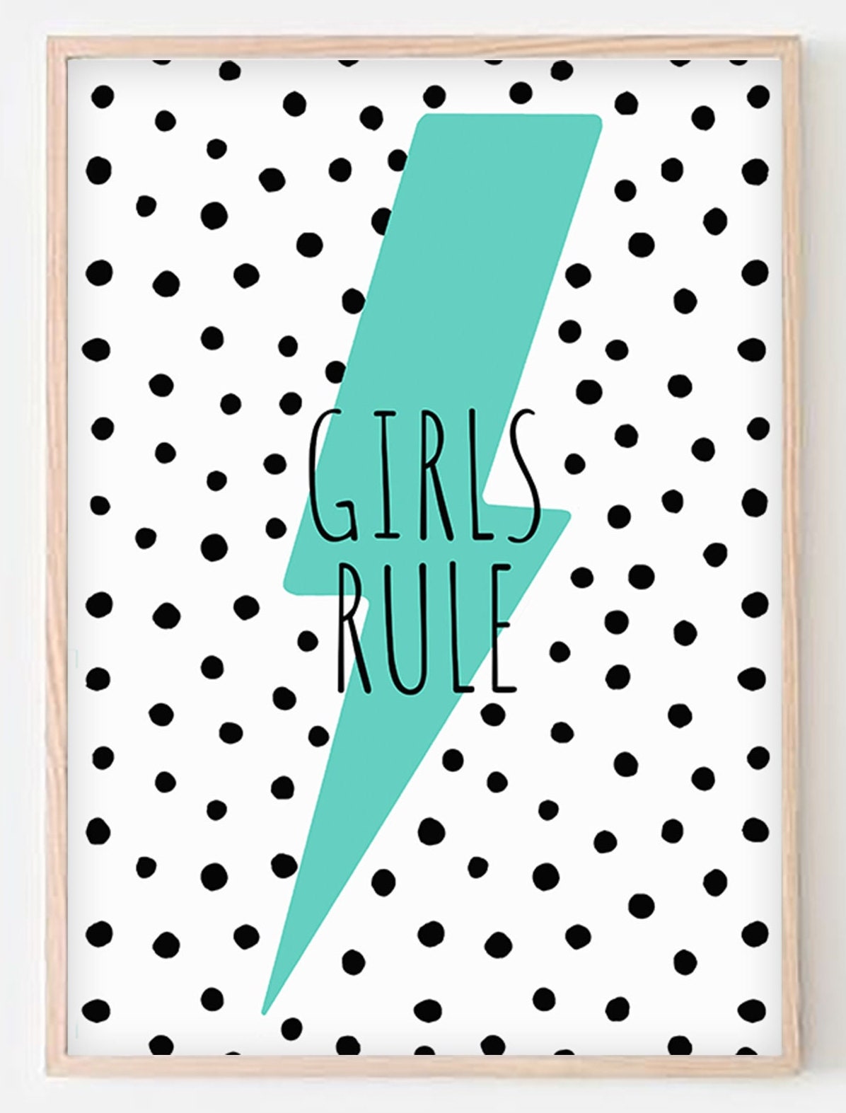 Girls Rule Lightening Bolt Children's Print Colourful - Etsy UK