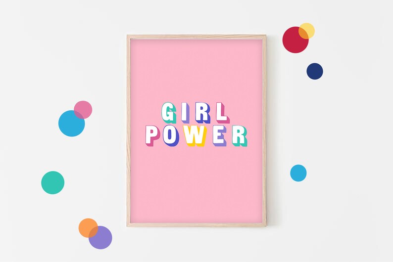 Girl Power Feminist Motivational Poster Girlie Fun - Etsy