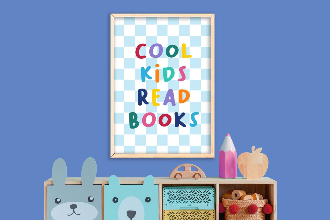 Cool Kids Read Books - Children's Bedroom Decor, Fun Nursery Print ...
