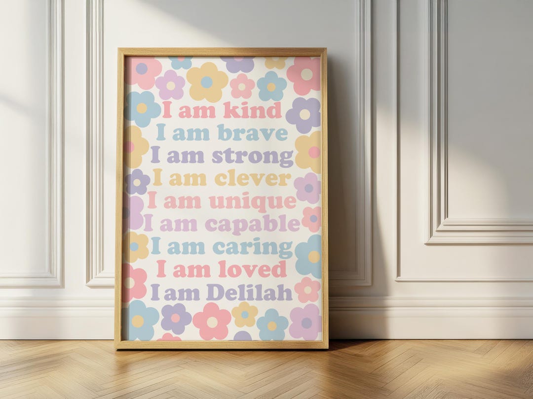 Flower Power Affirmation Print: Personalised Nursery Decor - Etsy