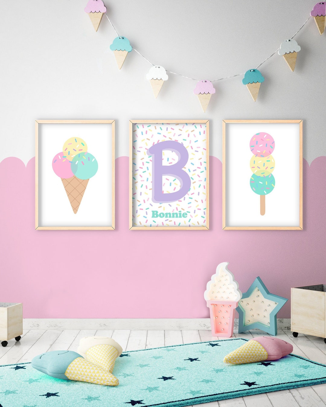 Personalised Ice Cream Sprinkles Print Set - Kids Bedroom Poster ...