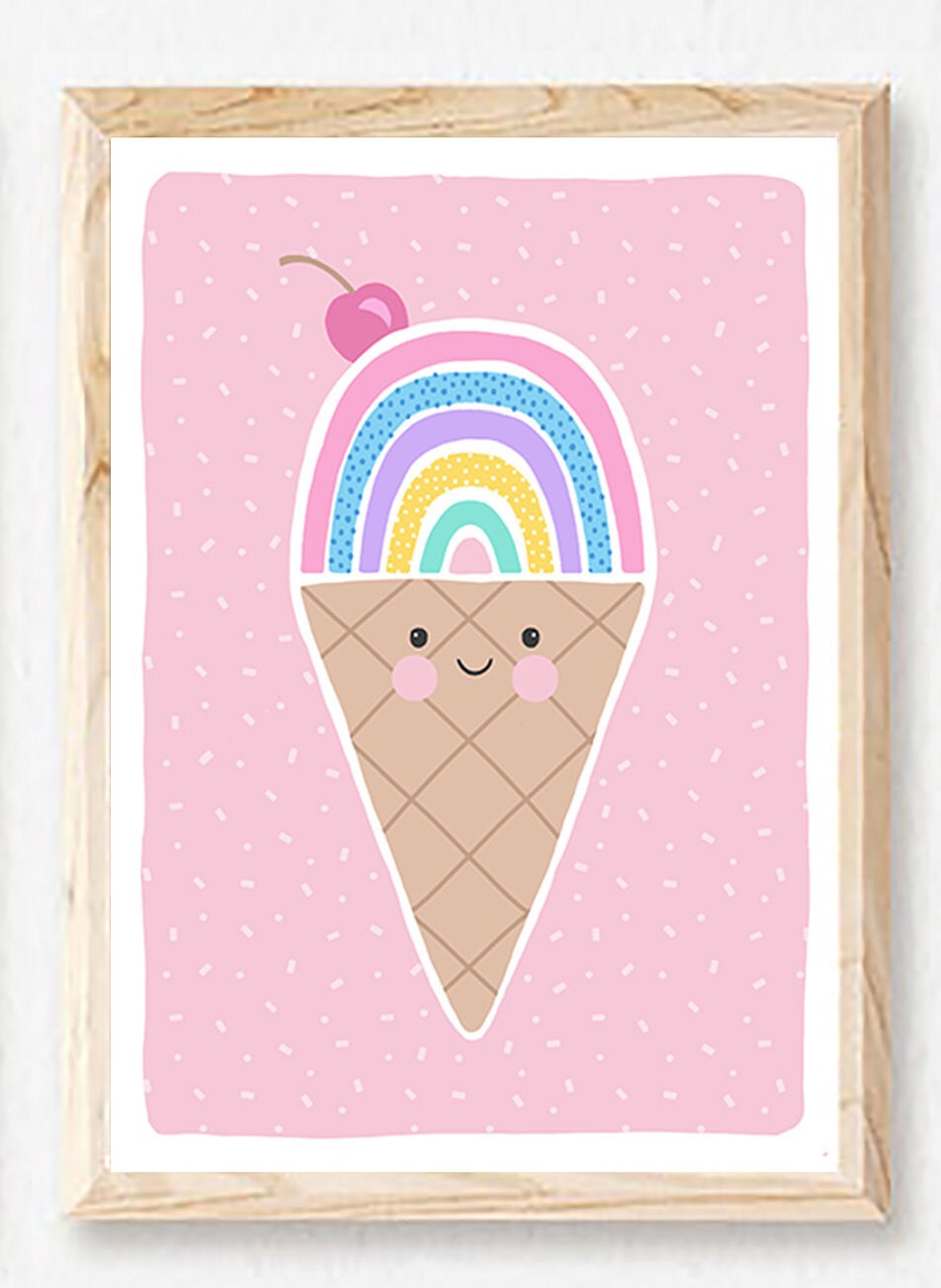 Personalised Ice Cream Print Set Kids Bedroom Playroom | Etsy