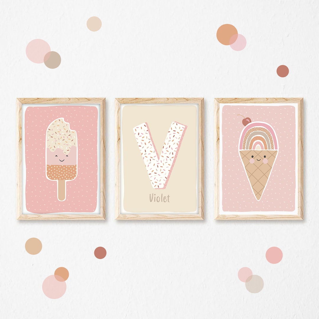 Personalised Ice Cream Print Set Kids Bedroom - Etsy