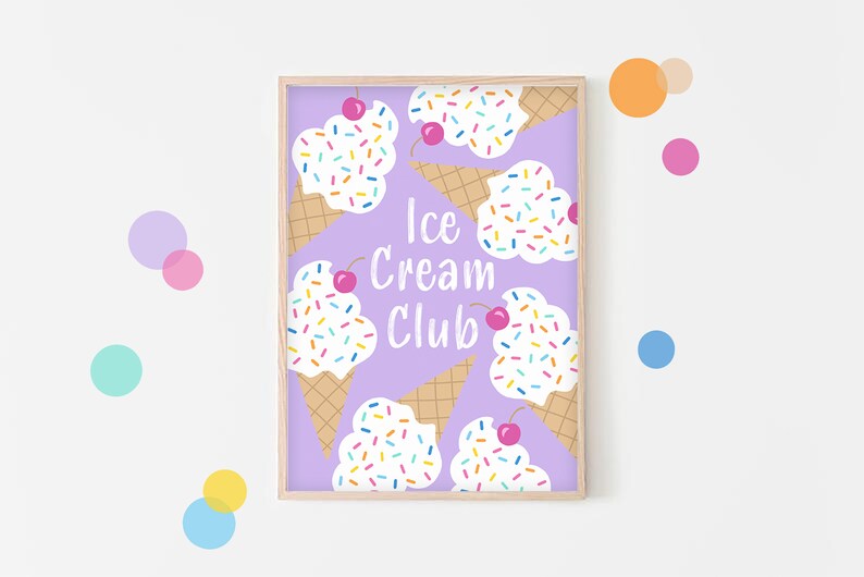 Ice Cream Club Ice Cream Sprinkles Girls Bedroom Wall Art - Etsy