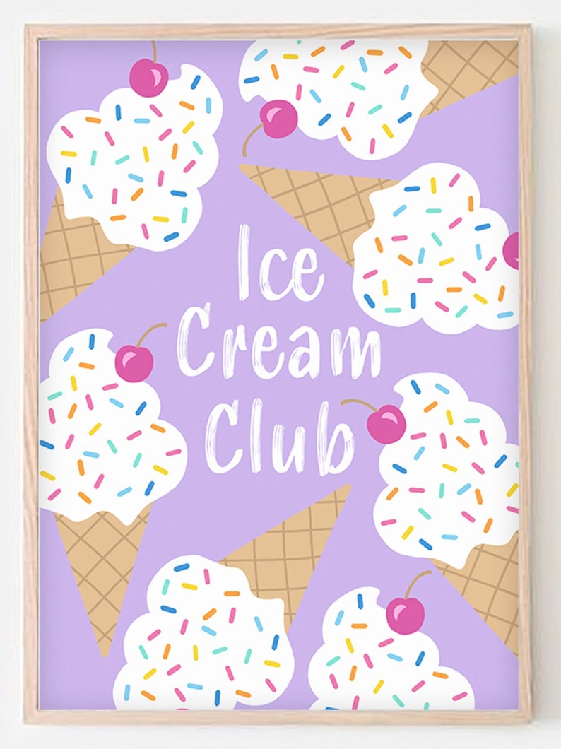 Ice Cream Club Ice Cream Sprinkles Girls Bedroom Wall Art - Etsy