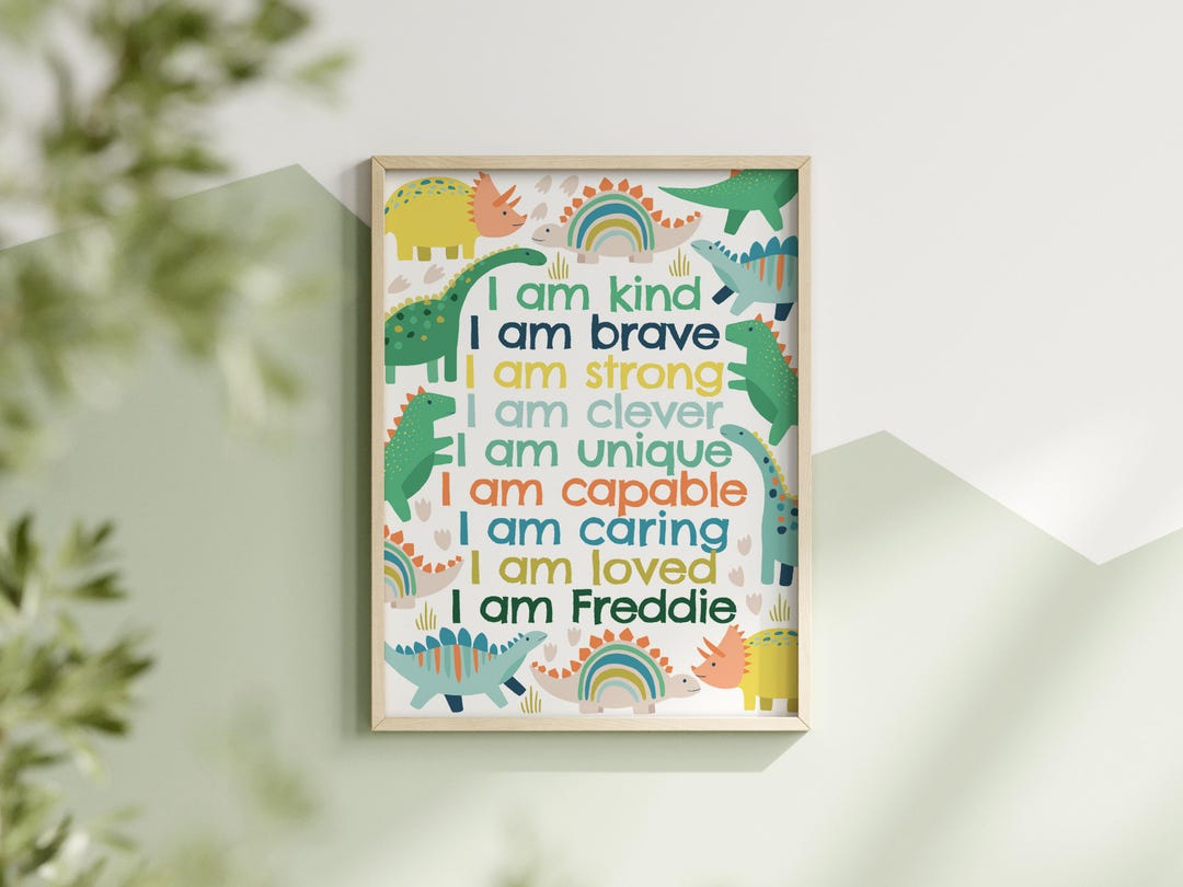 Dinosaur Affirmation Print: Personalised Kids Room Decor - Etsy