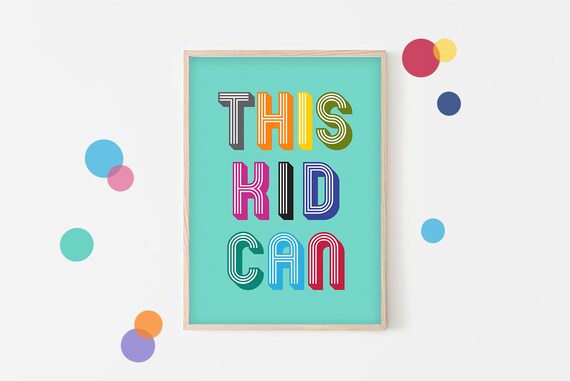 This Kid Can Print Brights Colourful Bedroom Poster Wall Art | Etsy