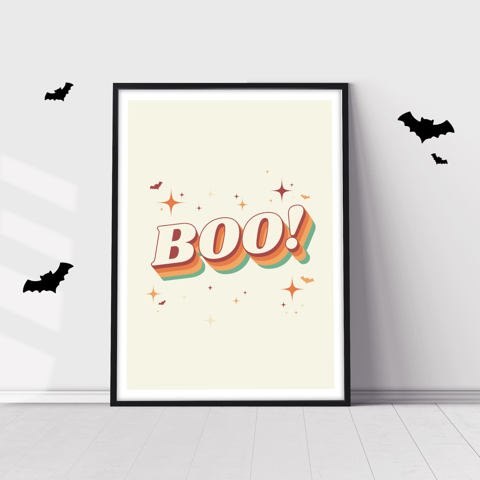 Boo Halloween Print Bold Retro Poster Autumn Wall Art - Etsy