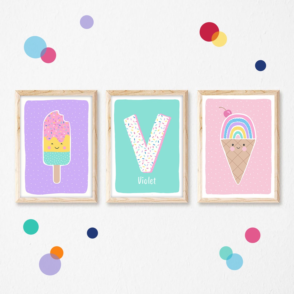 Personalised Ice Cream Print Set Kids Bedroom Playroom | Etsy