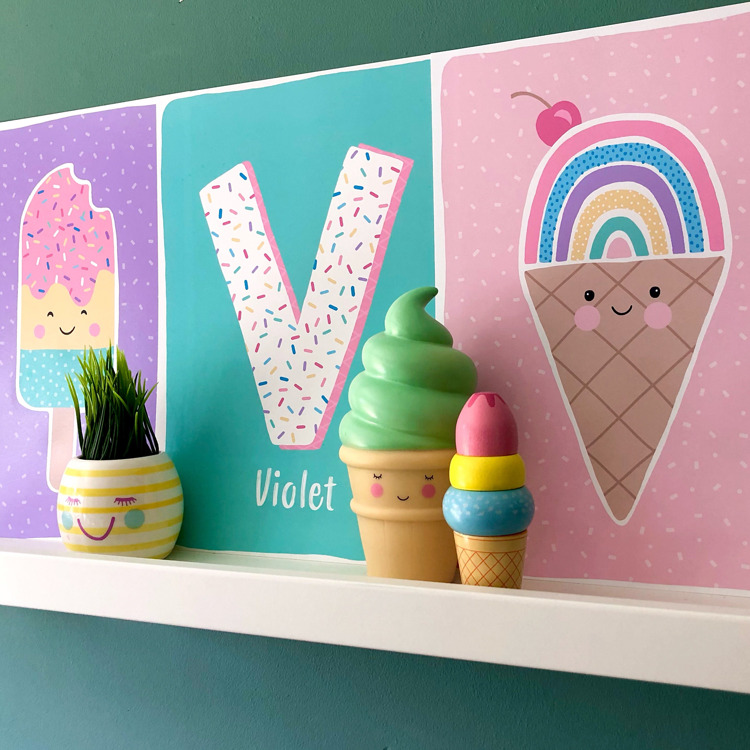 Personalised Ice Cream Print Set Kids Bedroom Playroom | Etsy