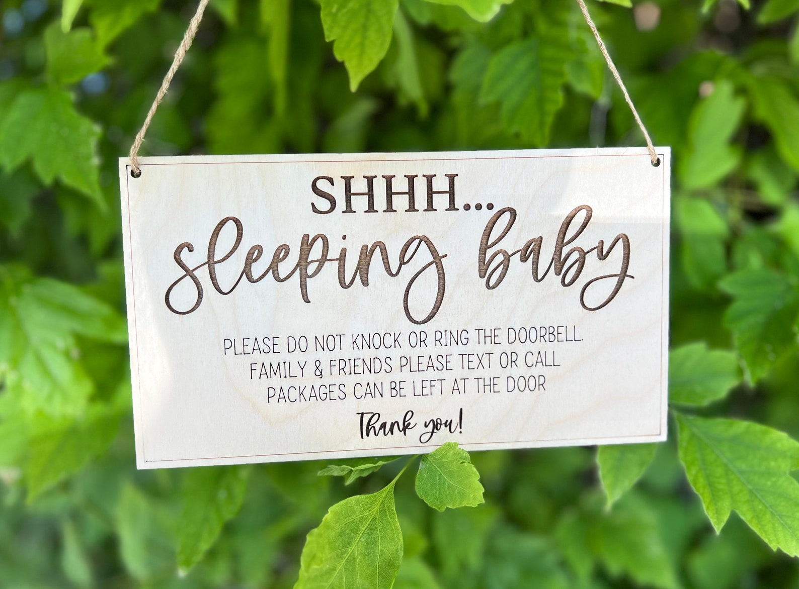 Shhh Baby Sleeping Door Hanger | Wood Sign for Front Door - Etsy
