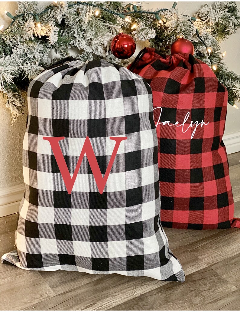 Buffalo Plaid Santa Sacks | Custom Santa Sacks | Santa Bag ...