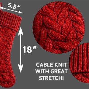 Custom Christmas Stockings | Cable Knit Stockings | Leather Patch ...