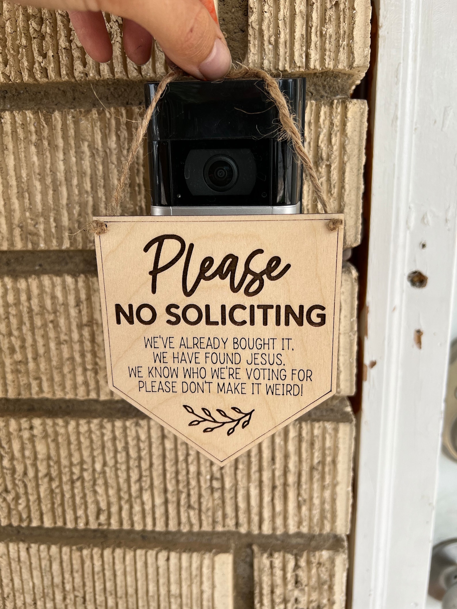 No Soliciting Sign Door Hanger Wreath Sign Don't Ring Doorbell Sign ...