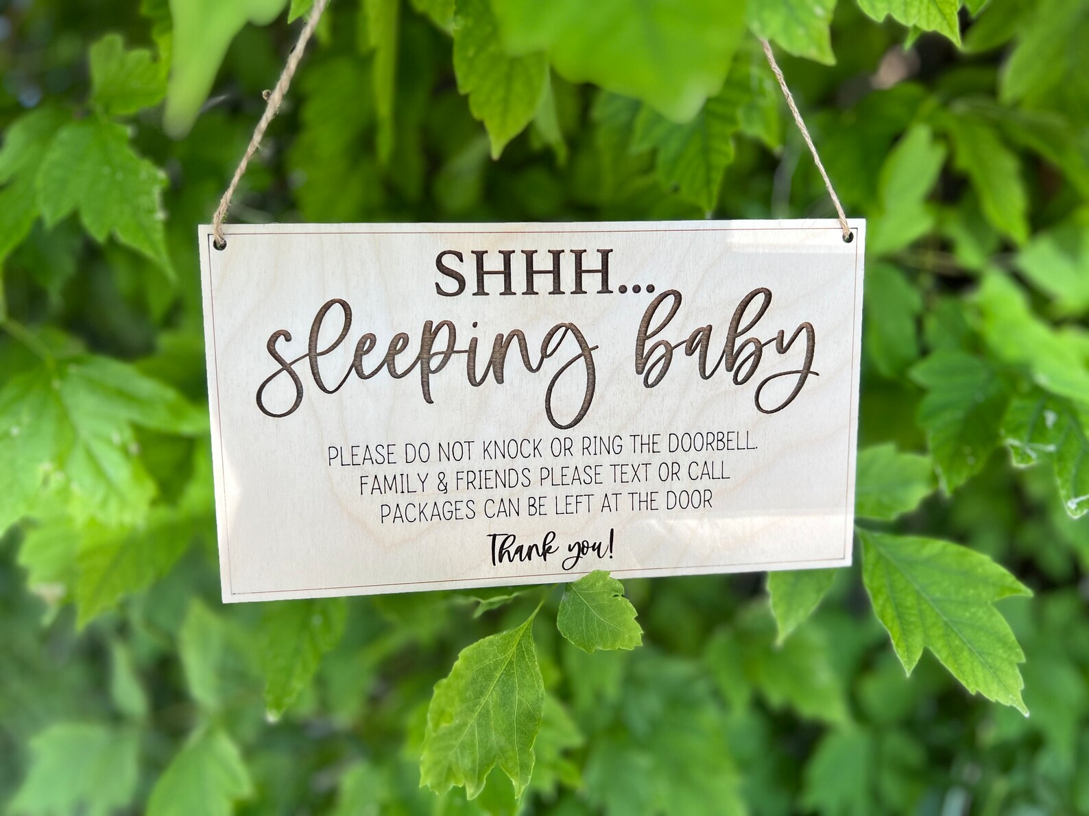 Shhh Baby Sleeping Door Hanger | Wood Sign for Front Door - Etsy