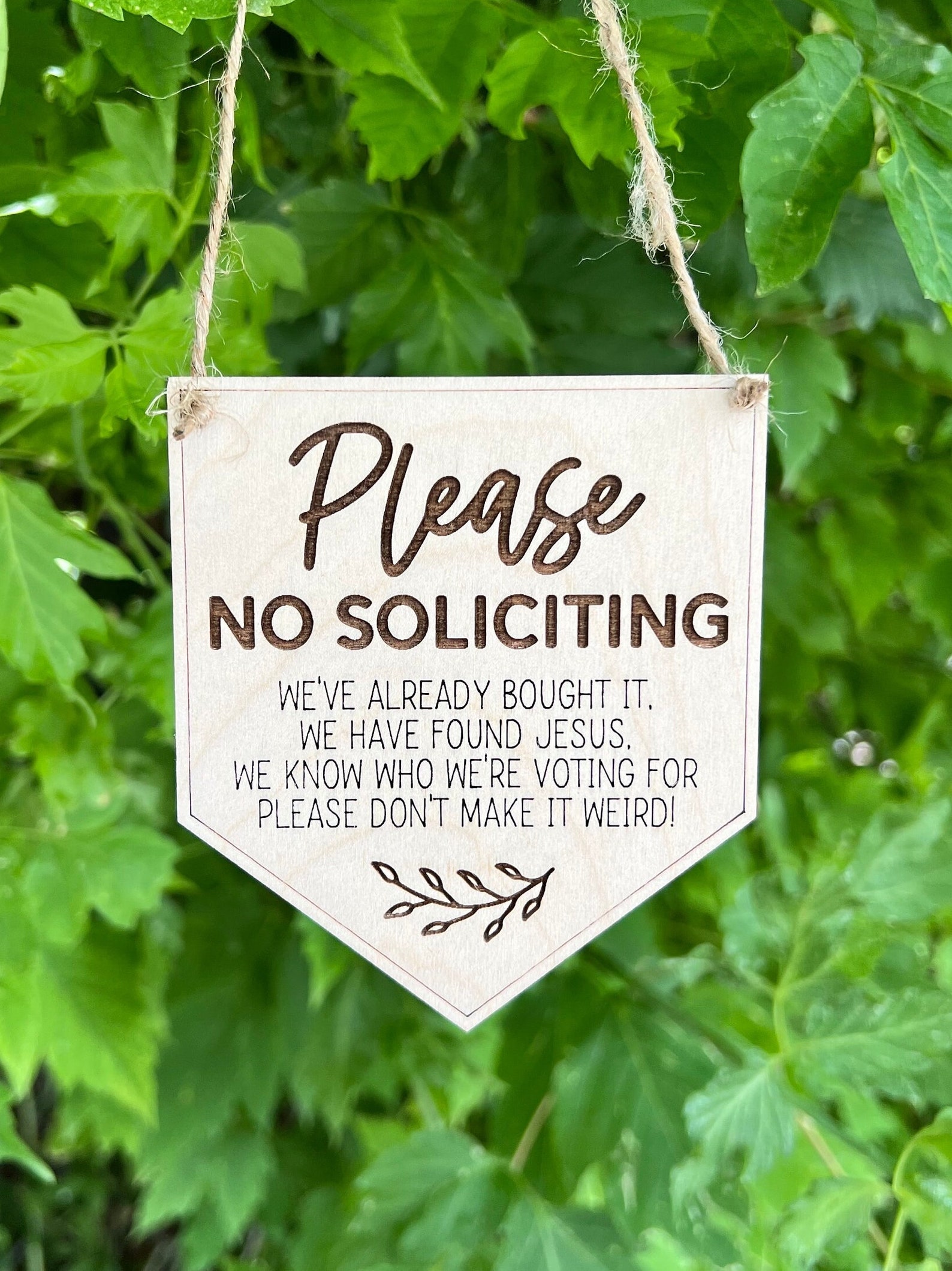 No Soliciting Sign Door Hanger Wreath Sign Don't Ring Doorbell Sign ...