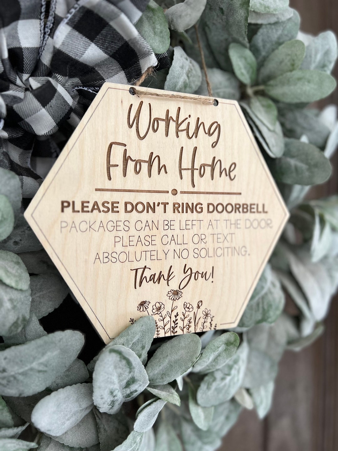 Working From Home Sign: Baltic Birch Wood Door Hanger - Etsy