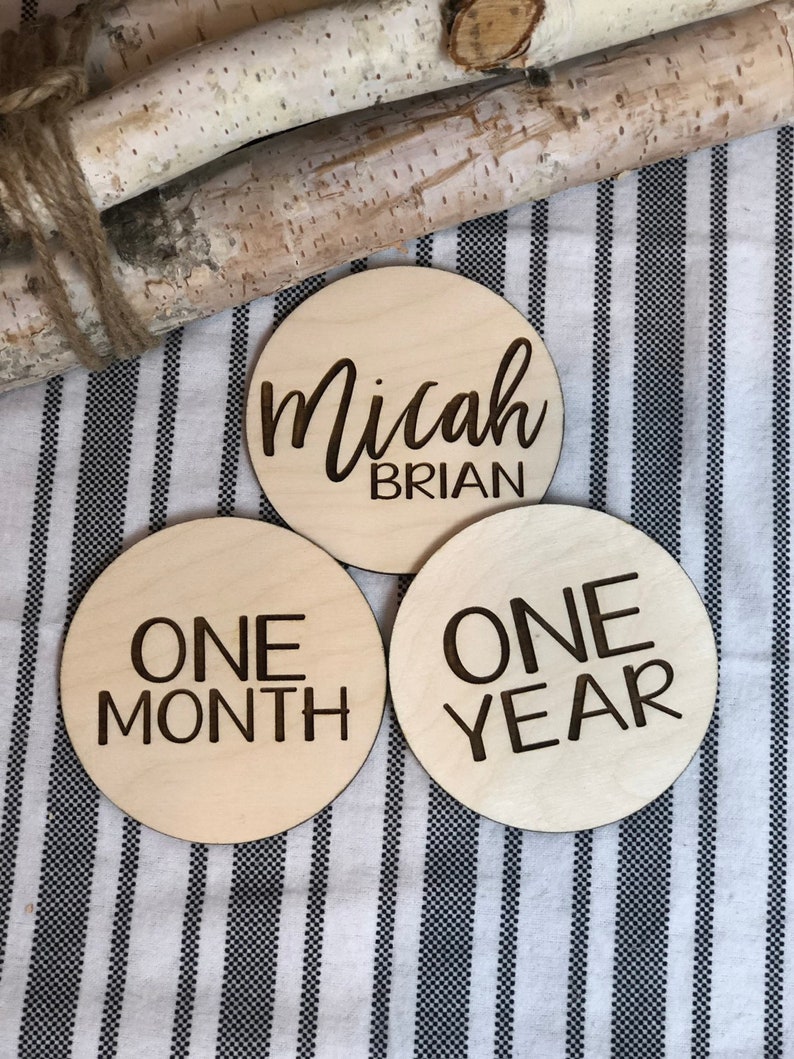 Baby Milestone cards Birth announcement Baby Name Wooden | Etsy