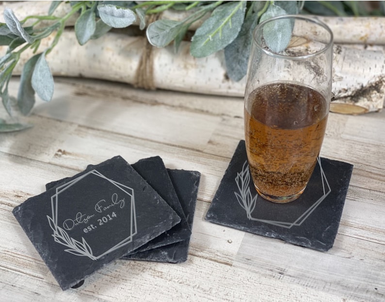 Slate Coasters Custom Coaster Set Slate Coaster Set | Etsy
