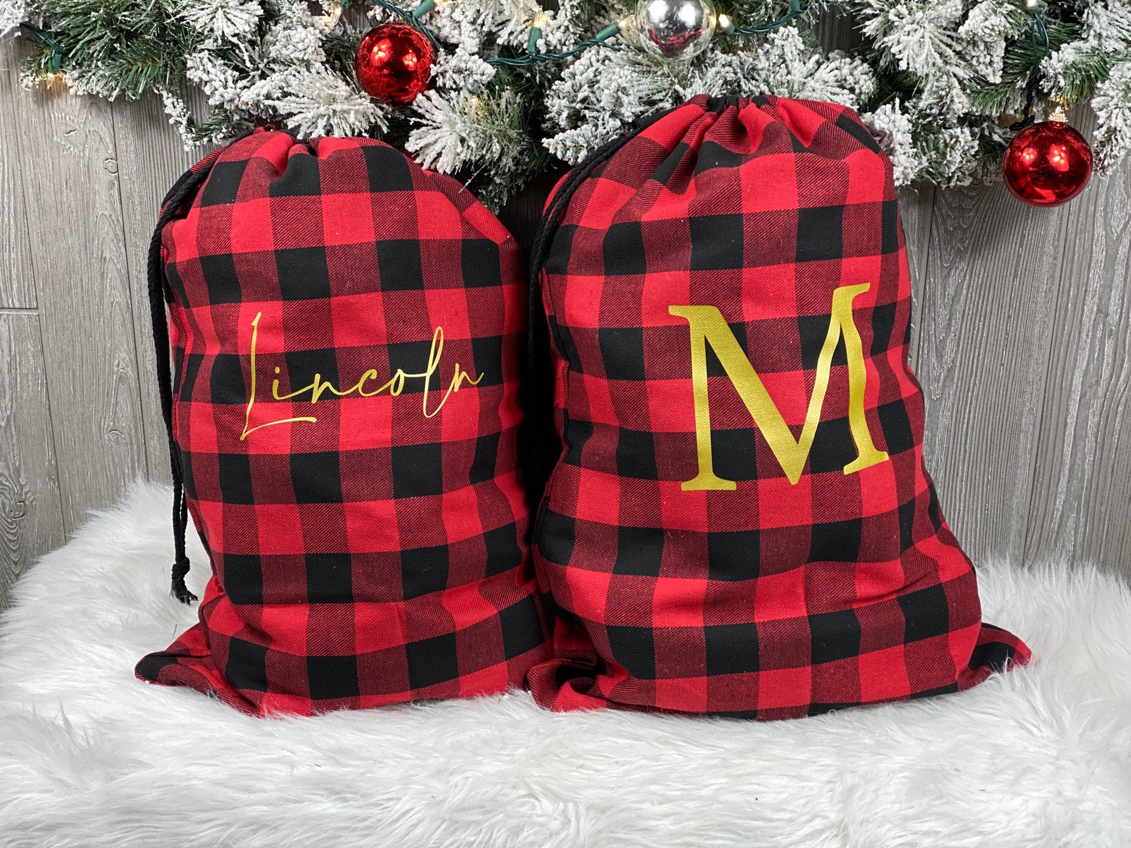 Buffalo Plaid Santa Sacks | Custom Santa Sacks | Santa Bag ...