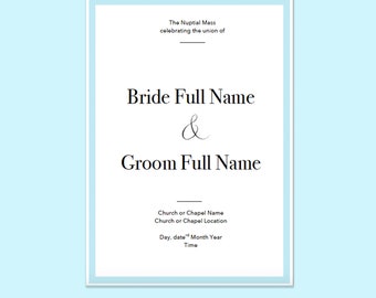 Catholic Wedding Mass Booklet Template - Etsy Ireland