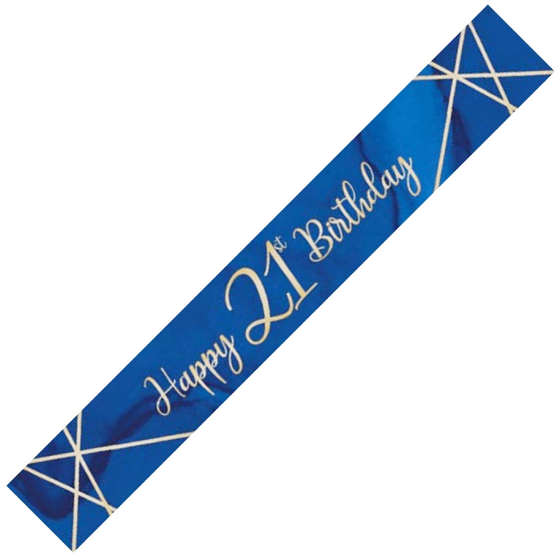 Happy 21st Birthday Blue & Gold Banner / Happy 21st Birthday - Etsy