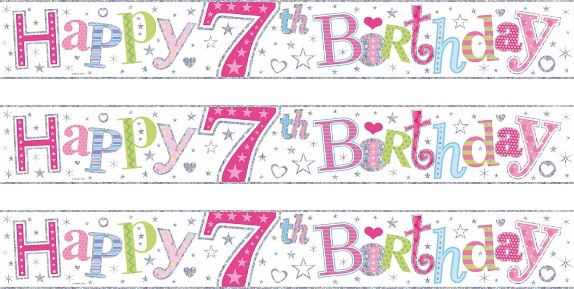 Age 7 girl pink banner / 7th birthday girl pink banner / foil - Etsy.de