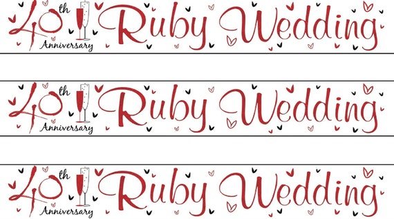 40th Ruby Wedding Anniversary Banner / 40th Anniversary Banner - Etsy