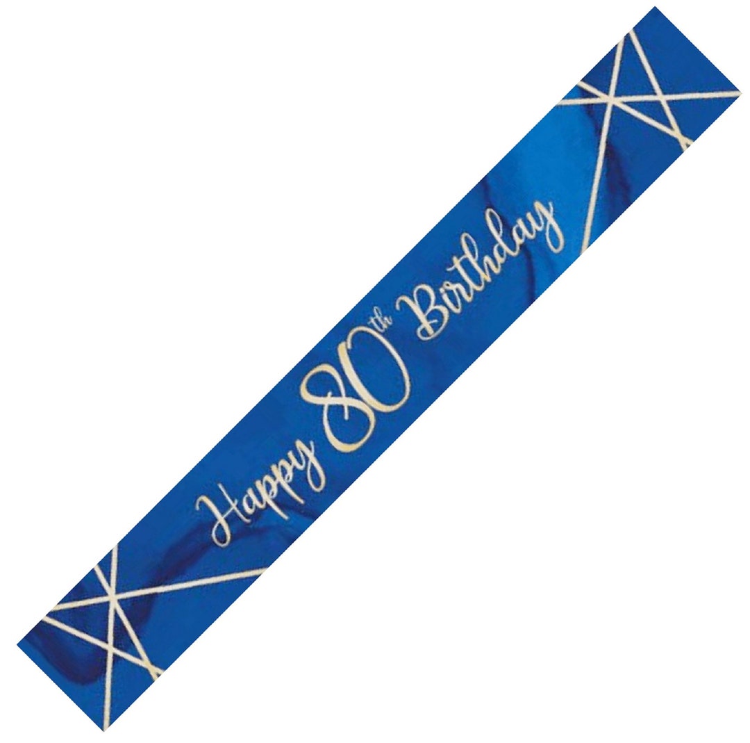 Happy 80th Birthday Blue & Gold Banner / Happy 80th Birthday - Etsy UK