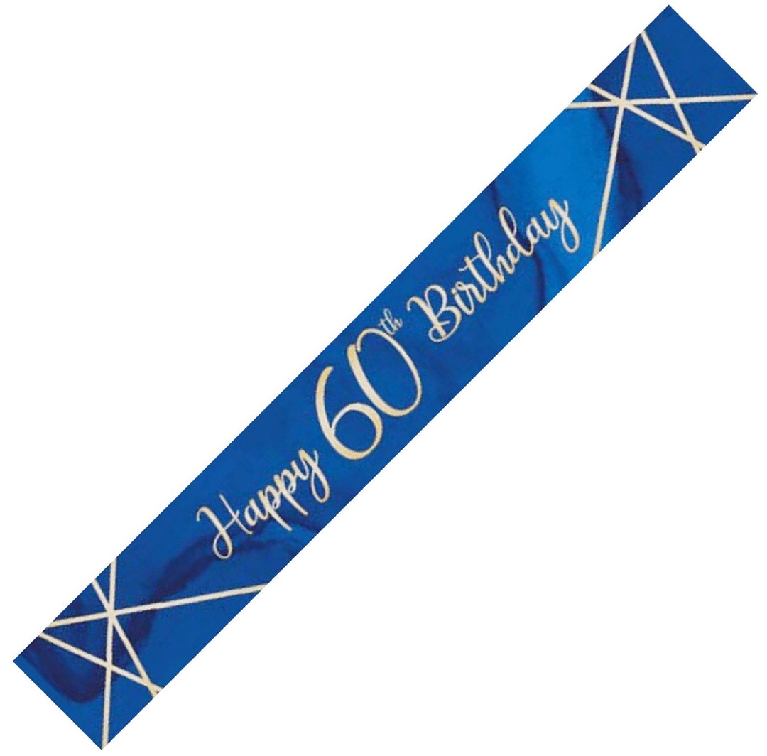 Happy 60th Birthday Blue & Gold Banner / Happy 60th Birthday - Etsy