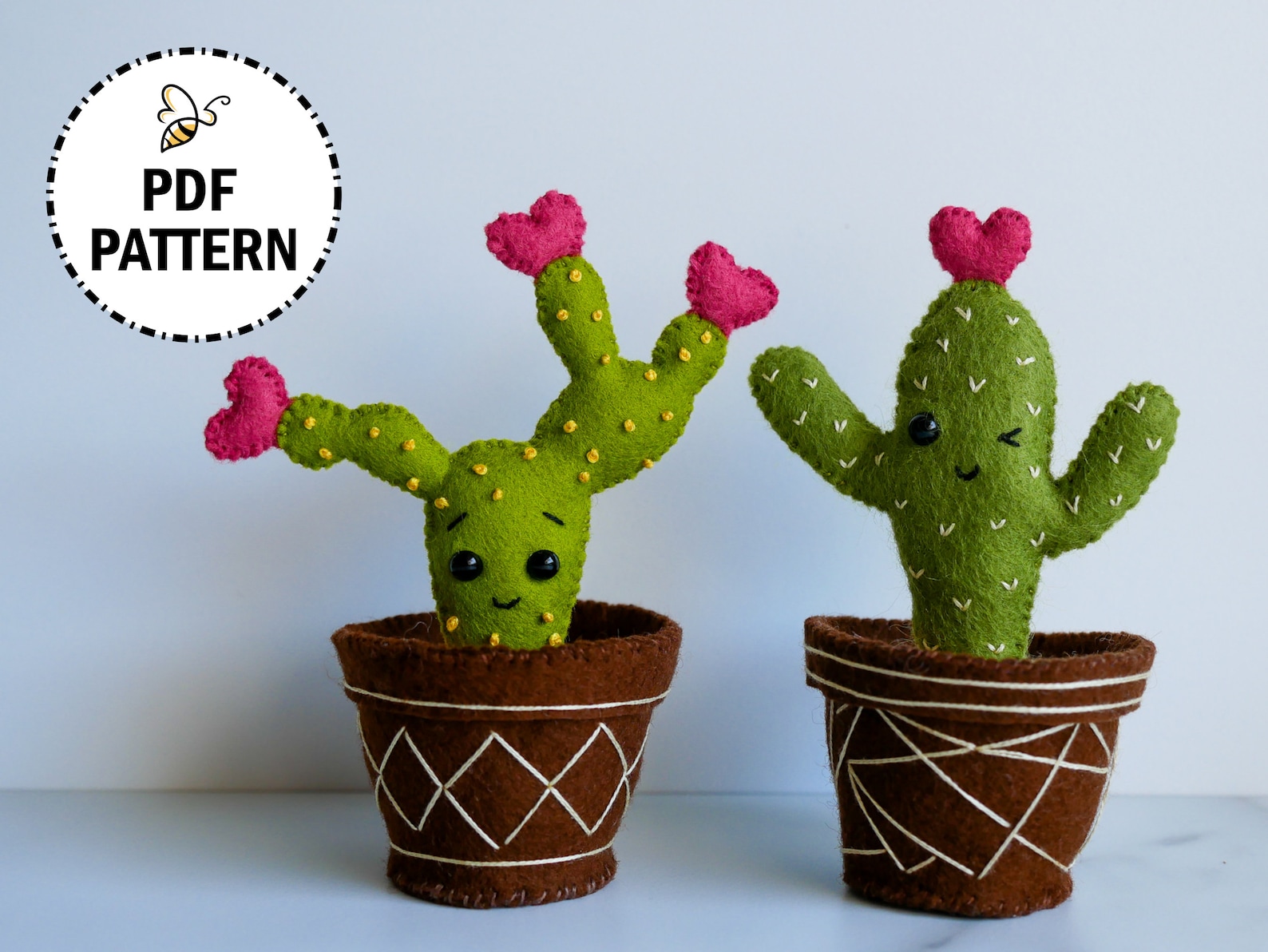 Felt Cactus Sewing Pattern Bundle: Saguaro & Bunny Ear (PDF Digital ...