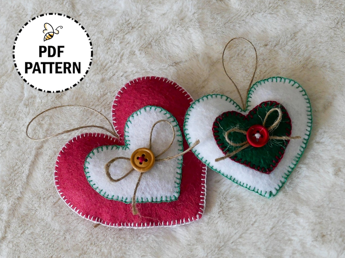 Christmas Felt Heart Ornament Pattern & Tutorial - Quick and Easy ...