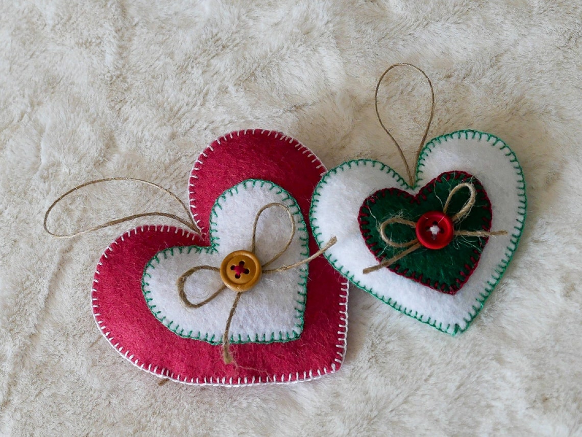Felt Heart Ornament Sewing Pattern: Valentine's Decoration (PDF Digital ...
