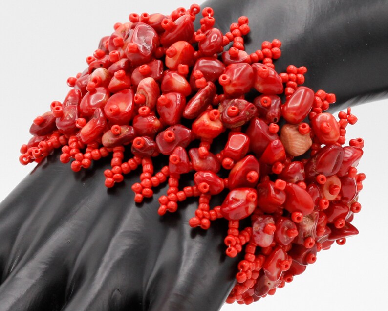 Red Coral Beaded Bracelet, Adjustable, Handmade and Ethically Sourced ...