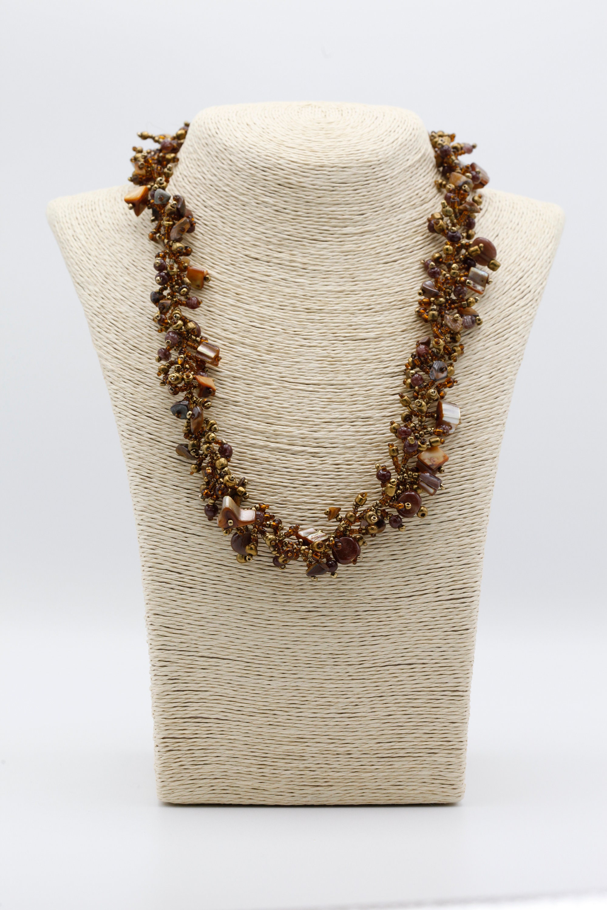 Tiger Eye Necklace Brown Beaded Necklace Copper and Bronze - Etsy