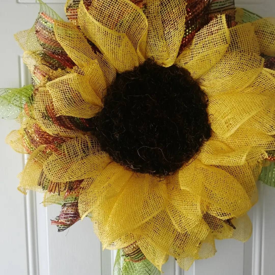 Handcrafted Sunflower Wreath: Poly-burlap Fall Decor - Etsy
