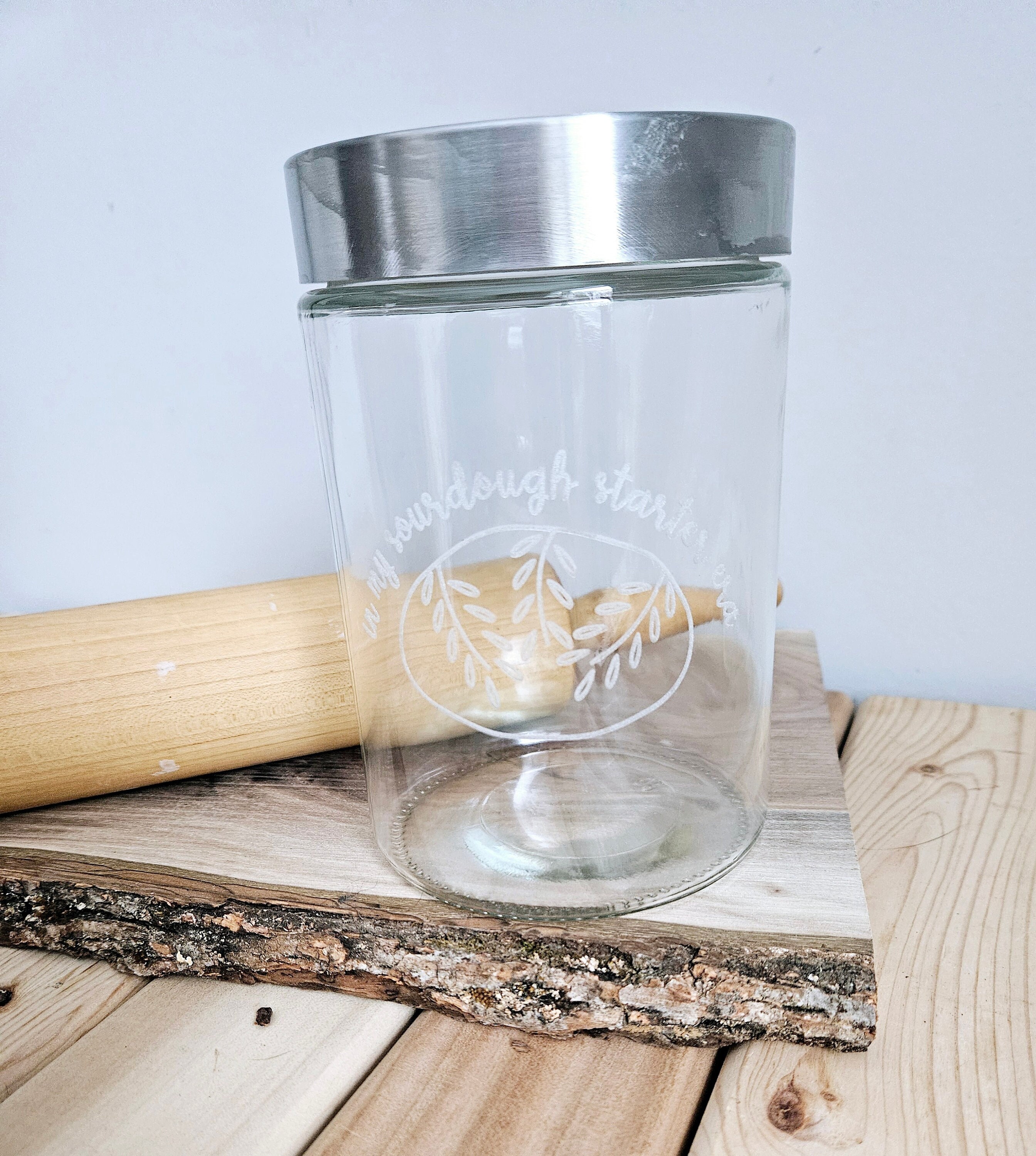 Sourdough Starter Silver Top Engraved Jar 36oz - Etsy