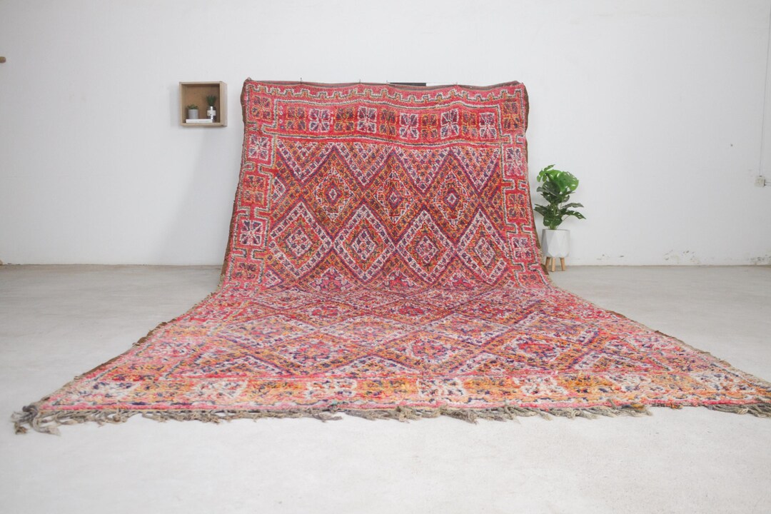 Vintage Moroccan Rug Old Berber Rug Pink 7x13 Rug Authentic Moroccan ...