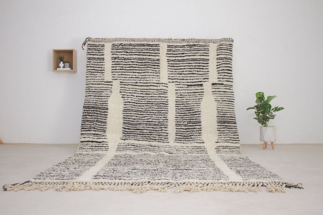 Moroccan Rug White - Handwoven Modern Living Room Rug - White and Brown ...