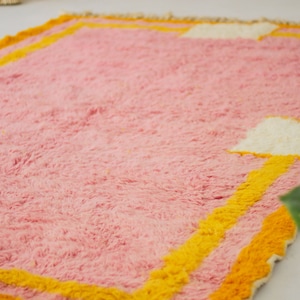 Pink Moroccan Area Rug- Pink Beni Ourain Rug for Living Room - Mid ...