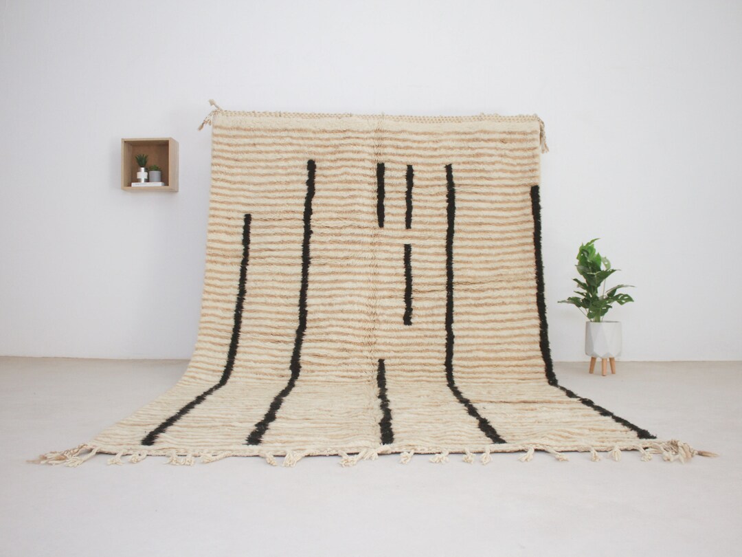 Moroccan Rug White - Handwoven Modern Living Room Rug - White and Brown ...