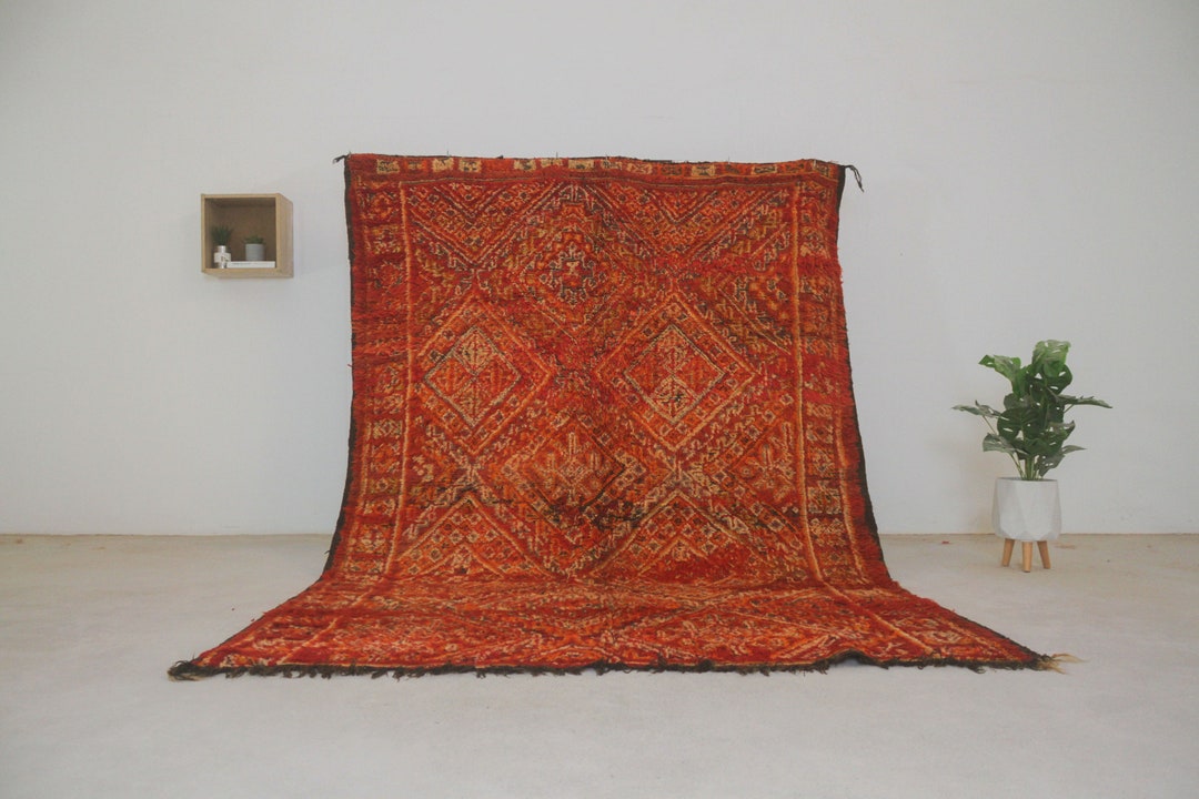 Vintage Moroccan Rug Red Vintage Rug 6x8 Rug Authentic Moroccan Berber ...