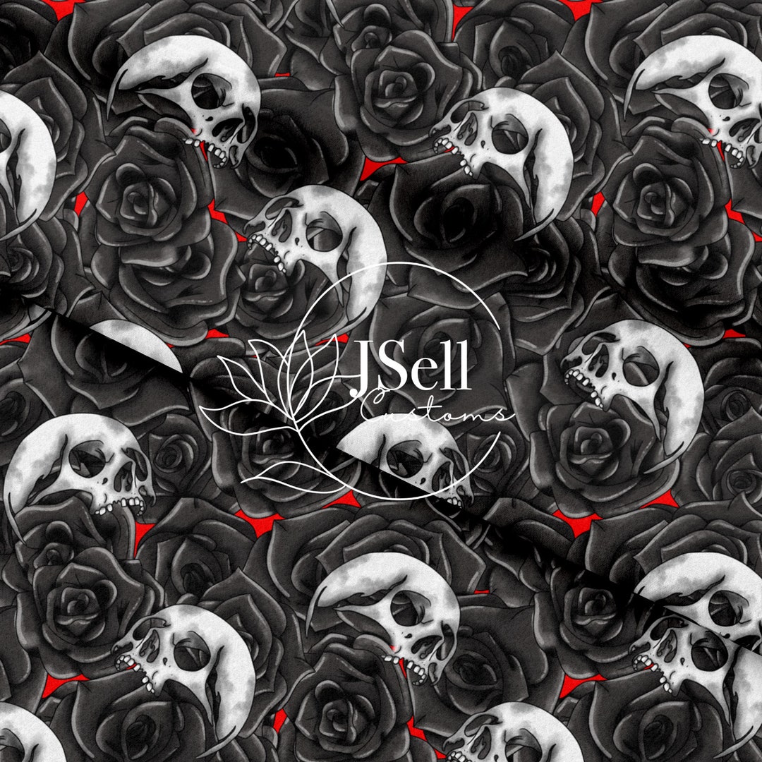 Grayscale Skull & Roses Digital Seamless Pattern - Etsy