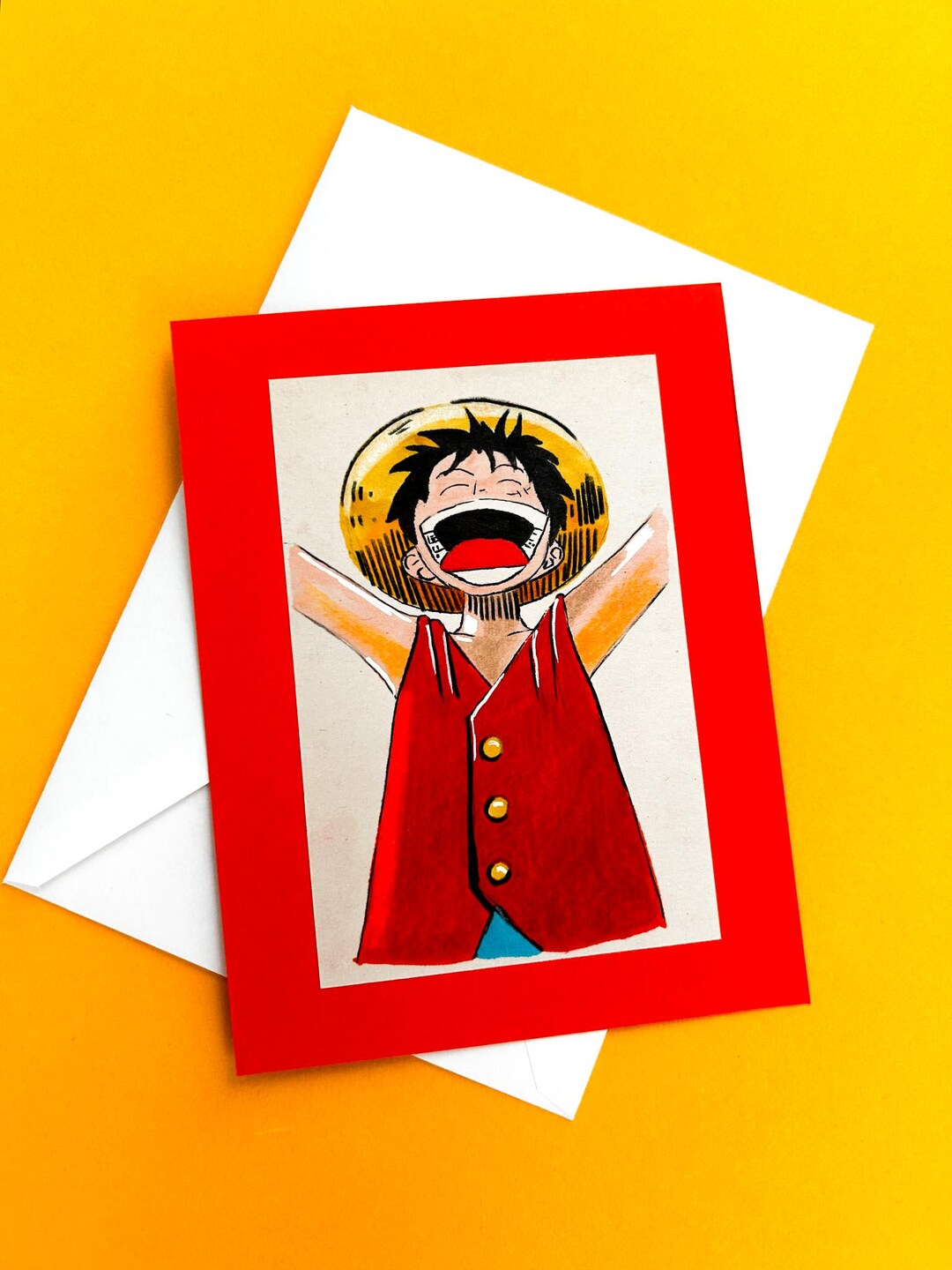 Handmade Personalized Luffy Anime Card||card With Envelope||one Piece ...