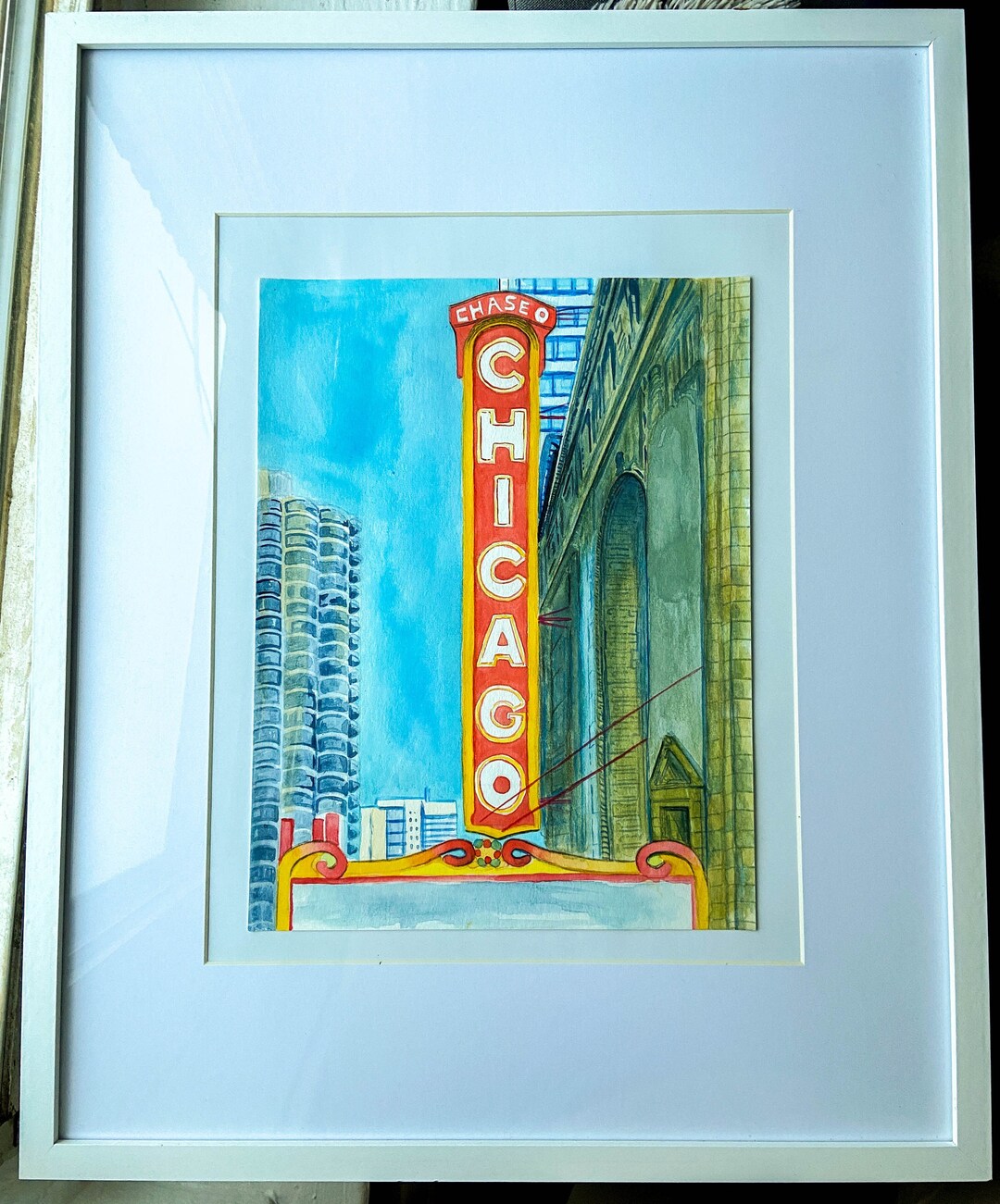 Handmade Original Chicago Sign Watercolor, Size 9"x12" - Etsy