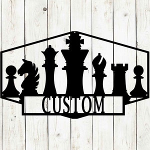 Chess Custom Name Metal Sign, Kids Room Decor, Chess Sign, Metal Chess ...
