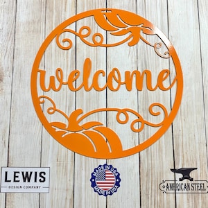 Fall Welcome Metal Door Hanger, Fall Door Hanger, Pumpkin Decor, Fall ...