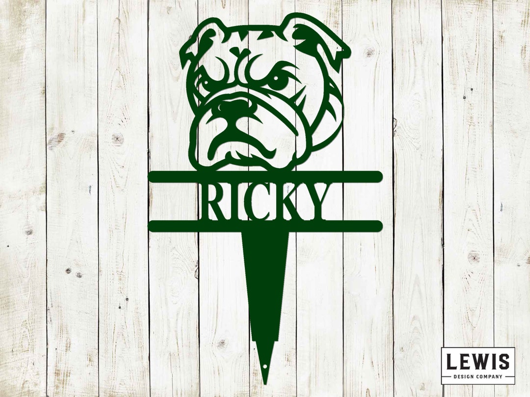 Bulldog Yard Stake With Custom Name, Bulldog Sign, Custom Metal Stake ...