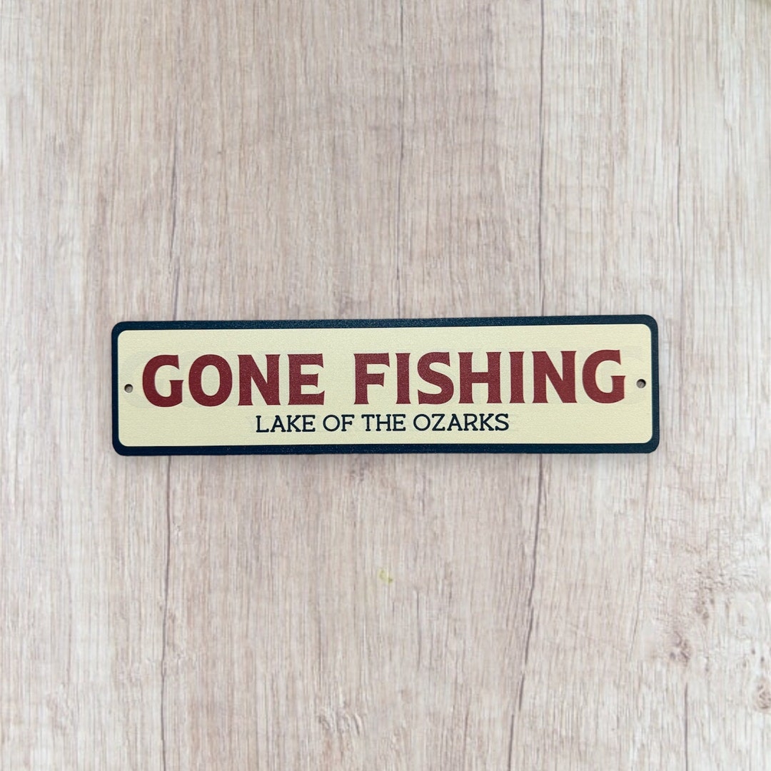 Custom Gone Fishing Sign, Custom Metal Powder Coated & Printed Name ...