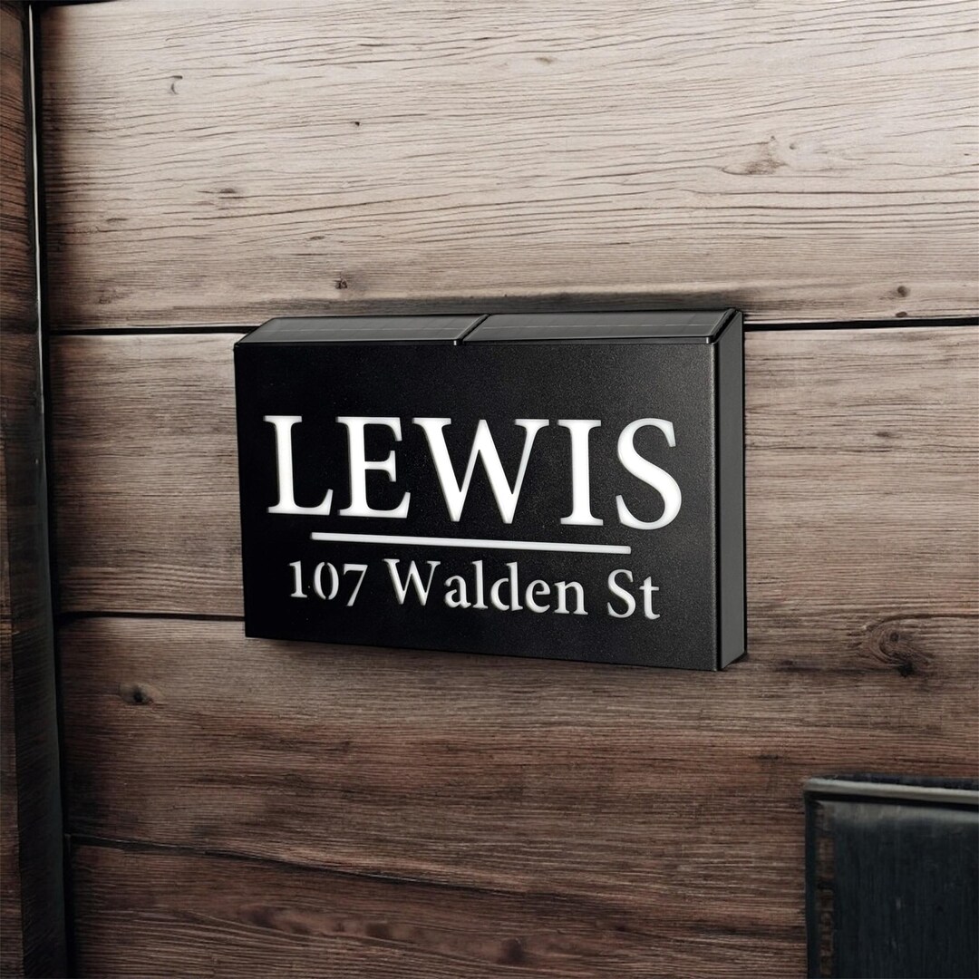 Solar Address Sign, Custom Solar-powered Wall Sign With Backlight - Etsy